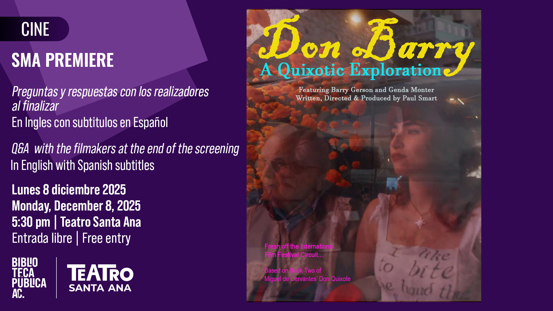SMA PREMIERE | Don Barry: A Quixotic Exploration | 8 de diciembre ...